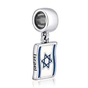 Silver Israel Flag Charms, 925 Sterling Silver Charms, Blue-white ...