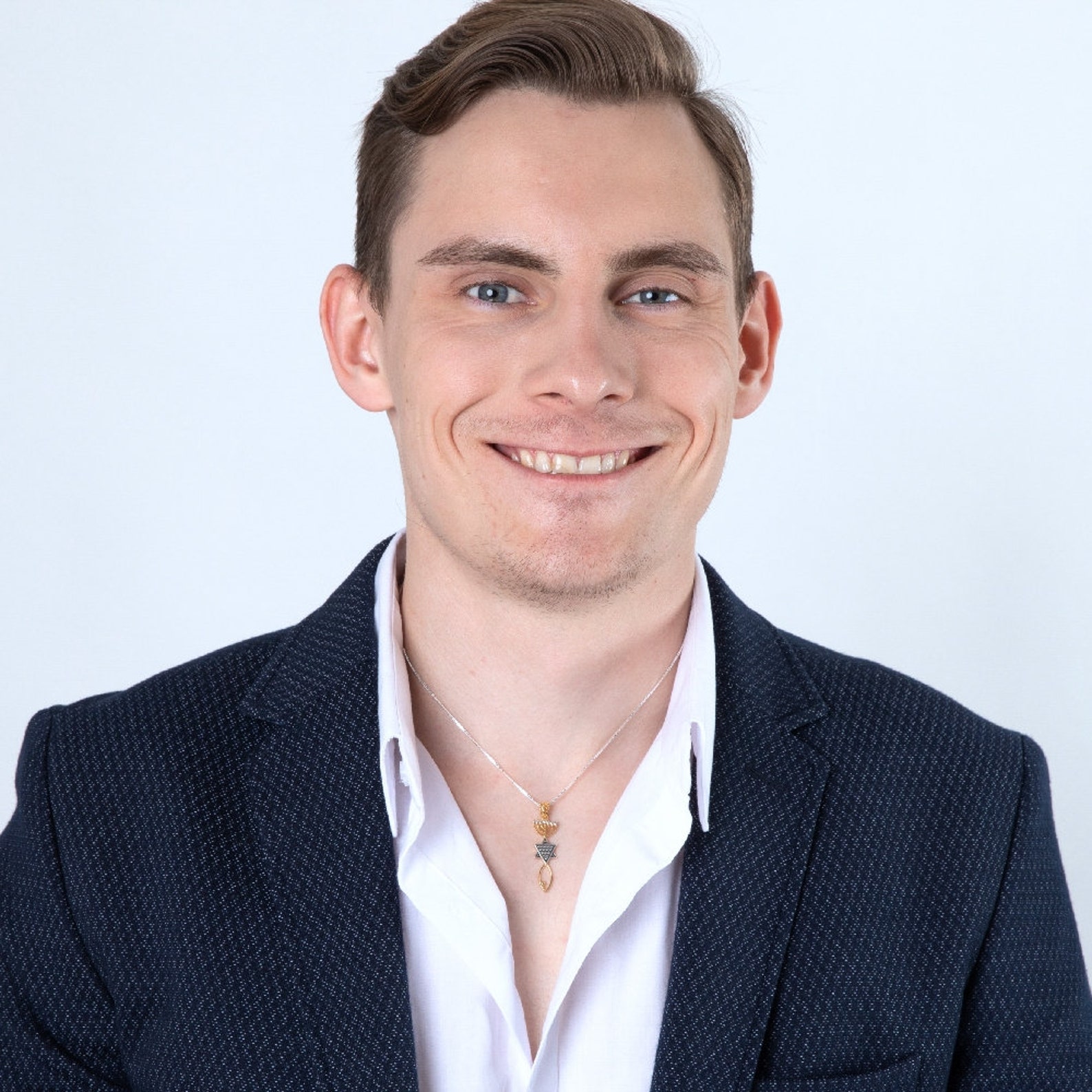 Messianic Two Tone Silver Pendant Menorah Star David Fish - Etsy