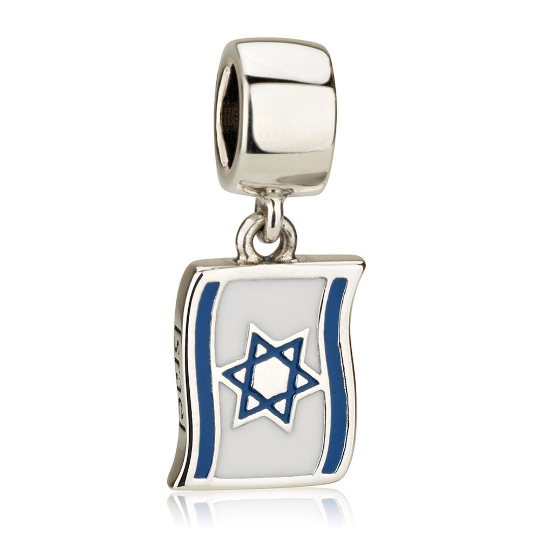 Silver Israel Flag Charms, 925 Sterling Silver Charms, Blue-white ...