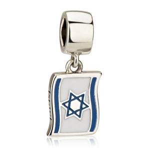 Silver Israel Flag Charms, 925 Sterling Silver Charms, Blue-white ...