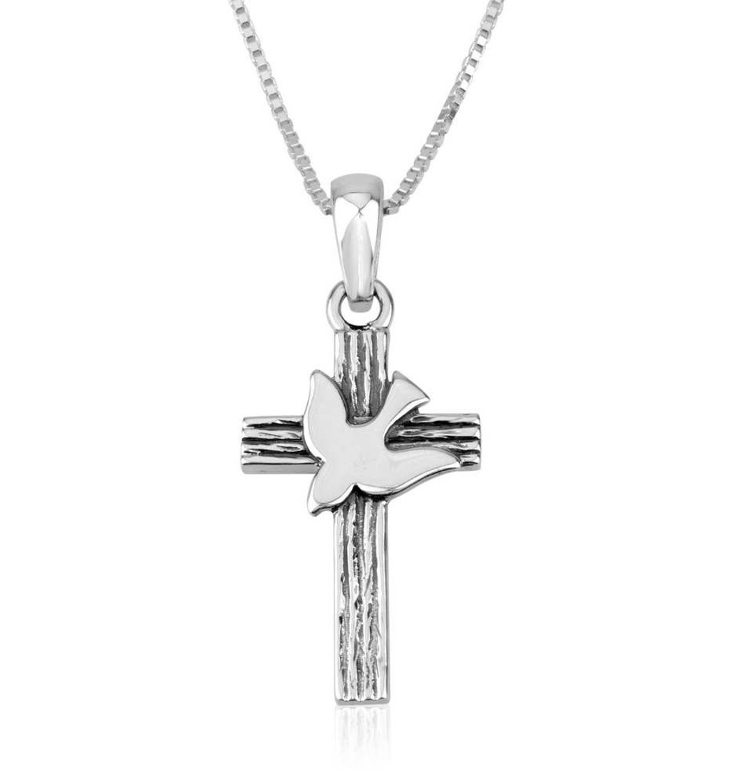 Cross Dove Holy Spirit Pendant, 925 Sterling Silver, Engraved Pendant ...