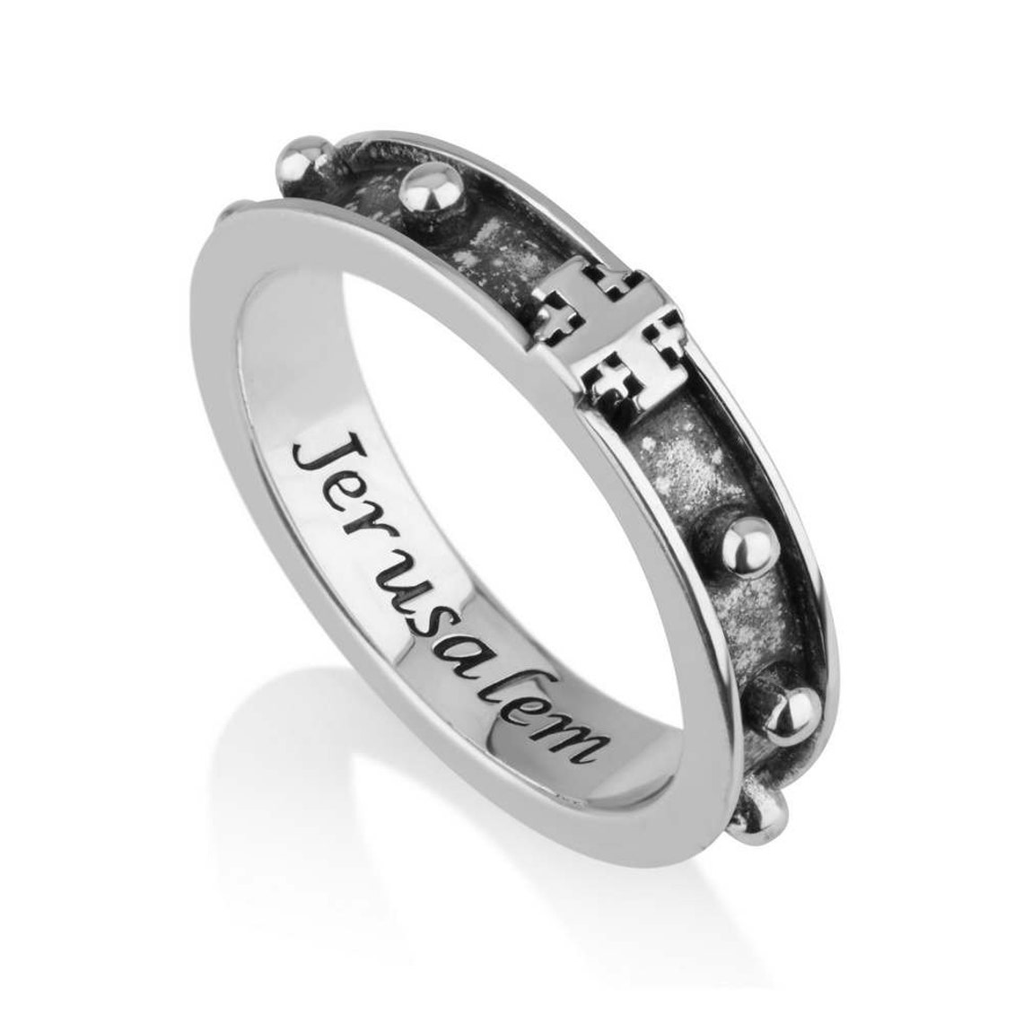 Rosary Jerusalem Cross Ring Christian Silver Rings Religious | Etsy