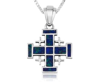 Cross Crosslet on Jerusalem Stone Silver Necklace Pendant - Etsy Israel