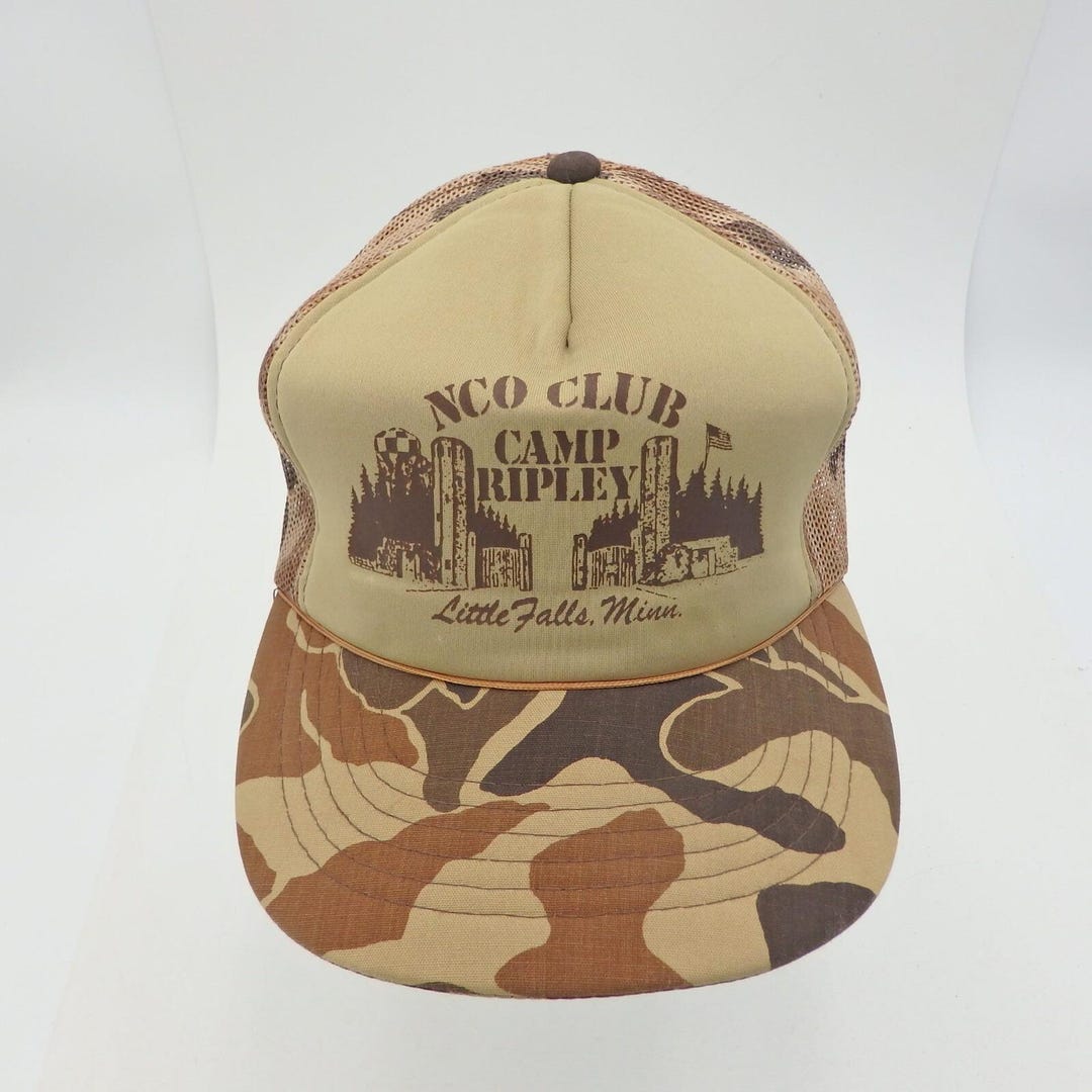 Vintage Trucker Camo Cap Hat Tan Mesh Back Snapback Hunting Camp Ripley ...