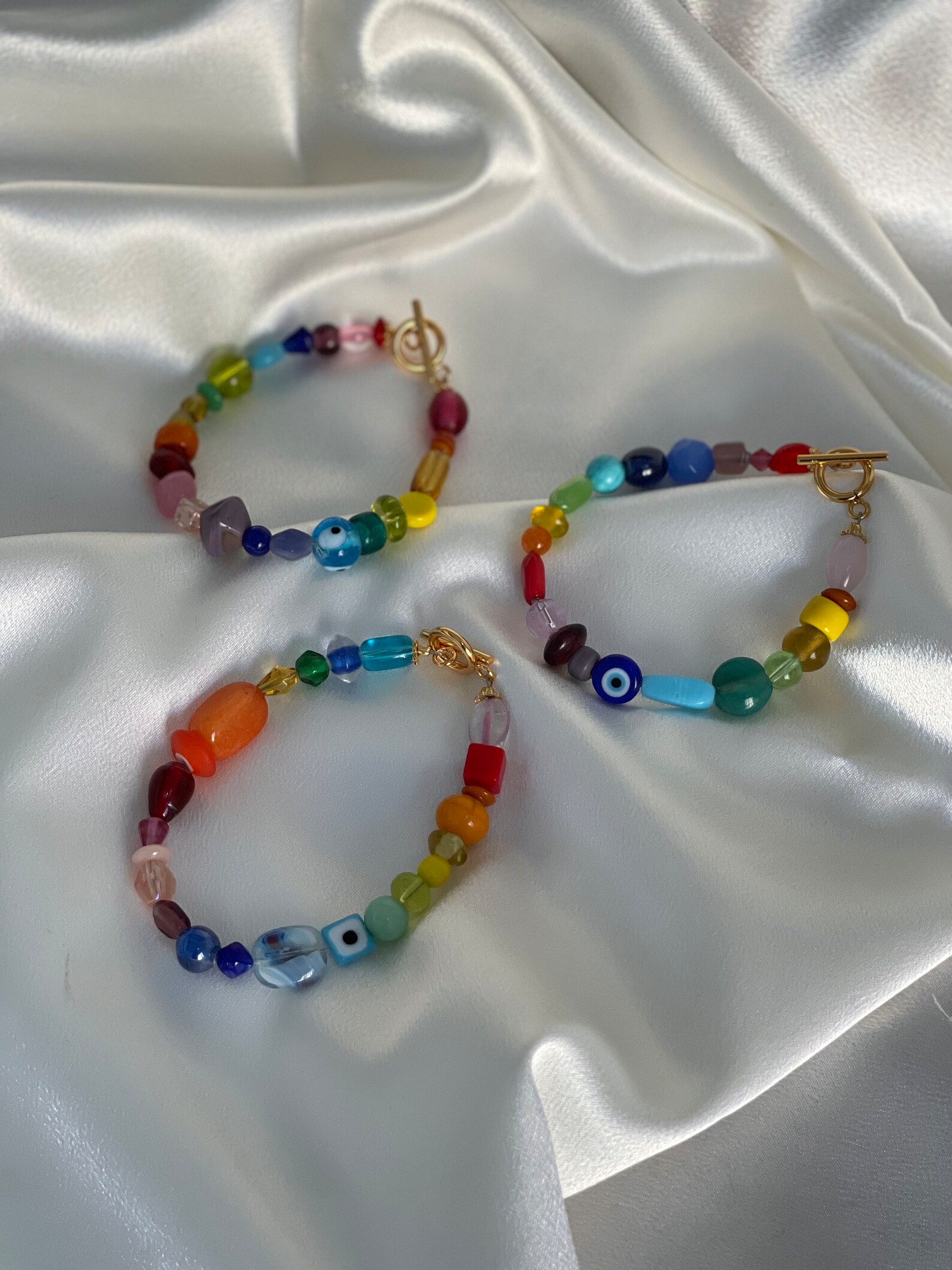 XELA Mismatched Multicolor Beaded Bracelet Rainbow Bead Bracelet ...