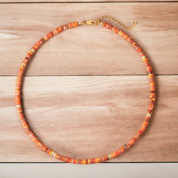 Orange Bead Necklace - Etsy