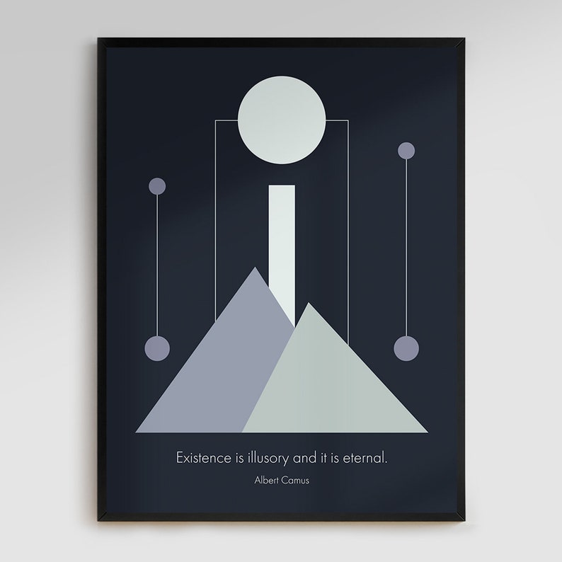 Minimalist Philosophy Poster Featuring Albert Camus Quote for Modern ...