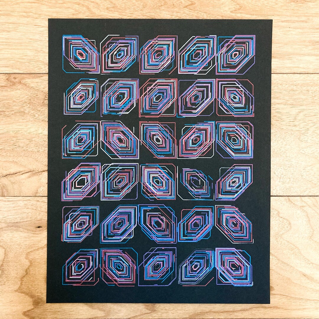 Original Limited Edition Colorful Line Art Minimalist Pen Plotter Print ...