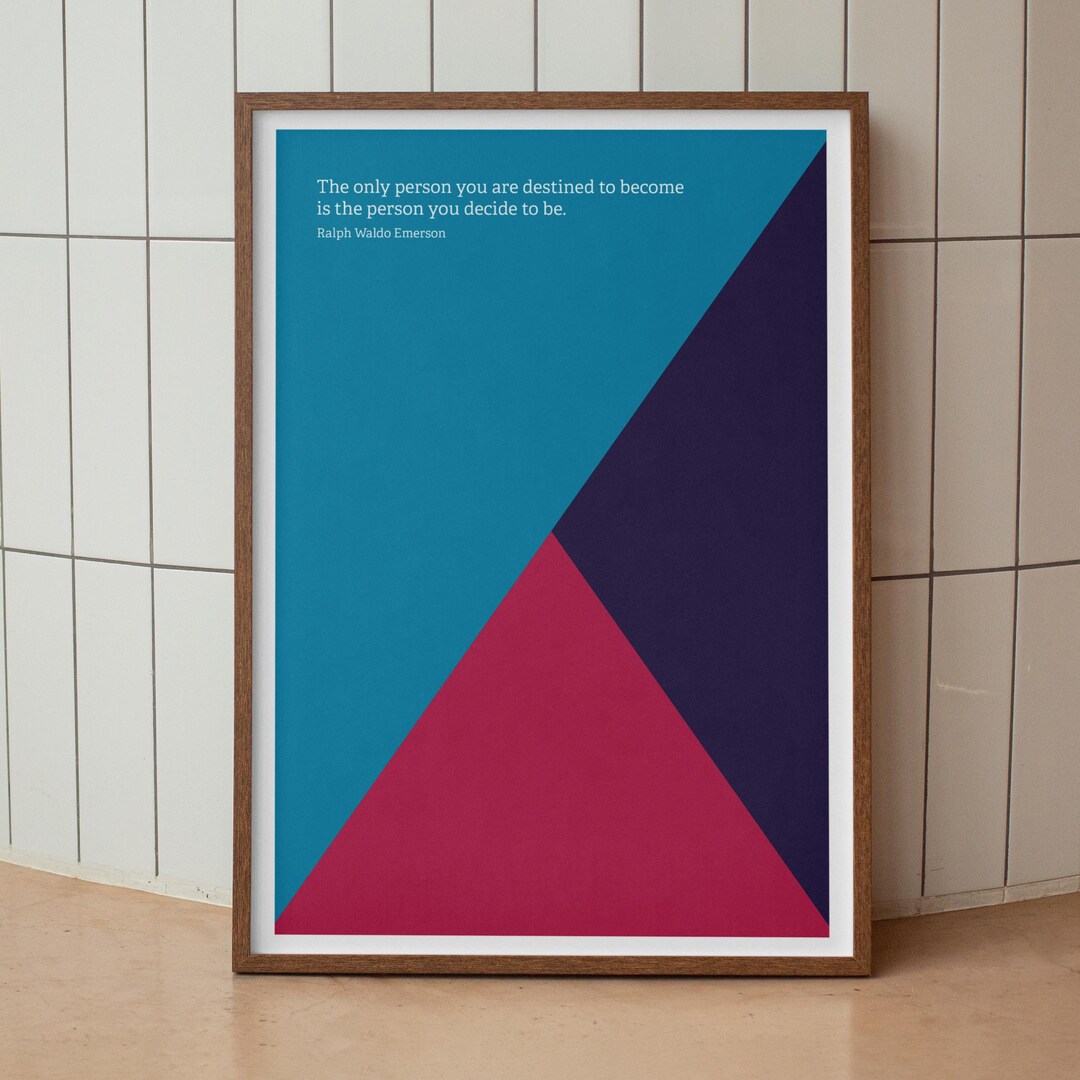 Abstract Triangle Art Print With Inspirational Quote – Ralph Waldo ...