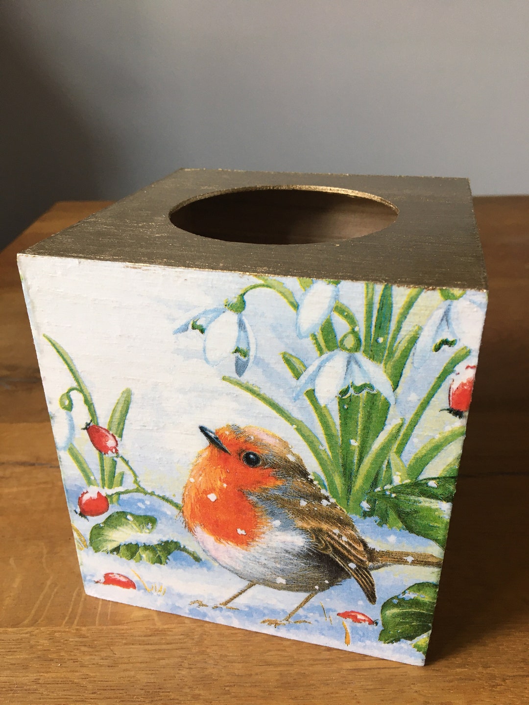 Wooden Tissue Box, Robin Tissue Box, Christmas Tissue Box, Home ...