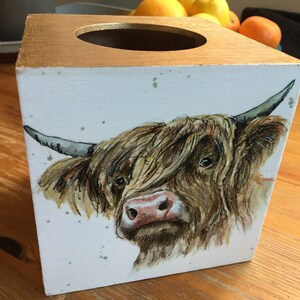 Tissue Box, Wooden Tissue Box, Highland Cow Tissue Box, Unique Tissue ...