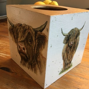 Tissue Box, Wooden Tissue Box, Highland Cow Tissue Box, Unique Tissue ...