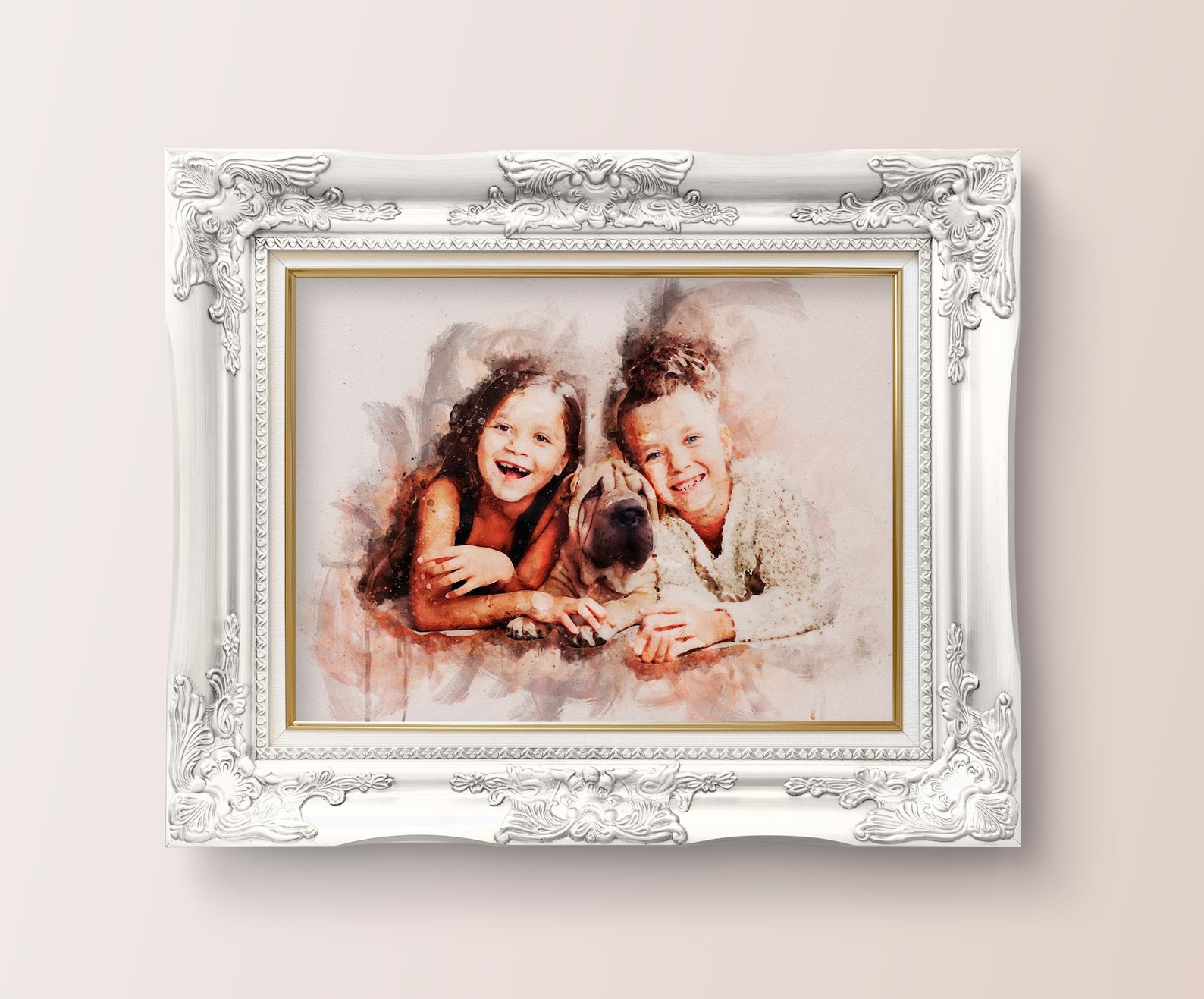 Family Portrait With Pets Dog Painting Custom Dog Portrait - Etsy