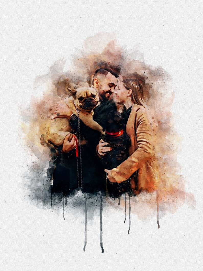 Family Portrait With Pets Dog Painting Custom Dog Portrait - Etsy