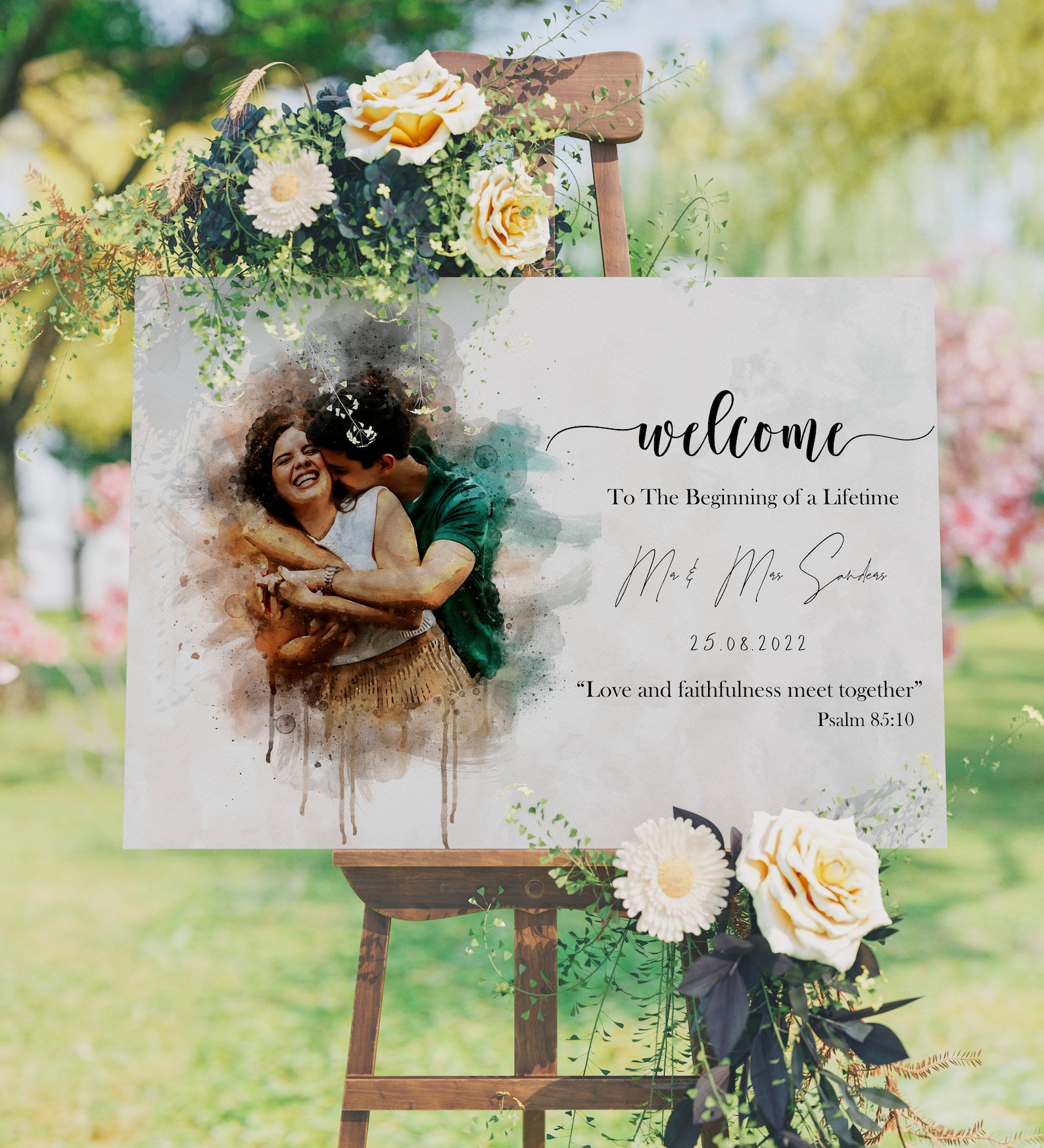 Wedding Welcome Sign Watercolour Wedding Decor From Couple - Etsy