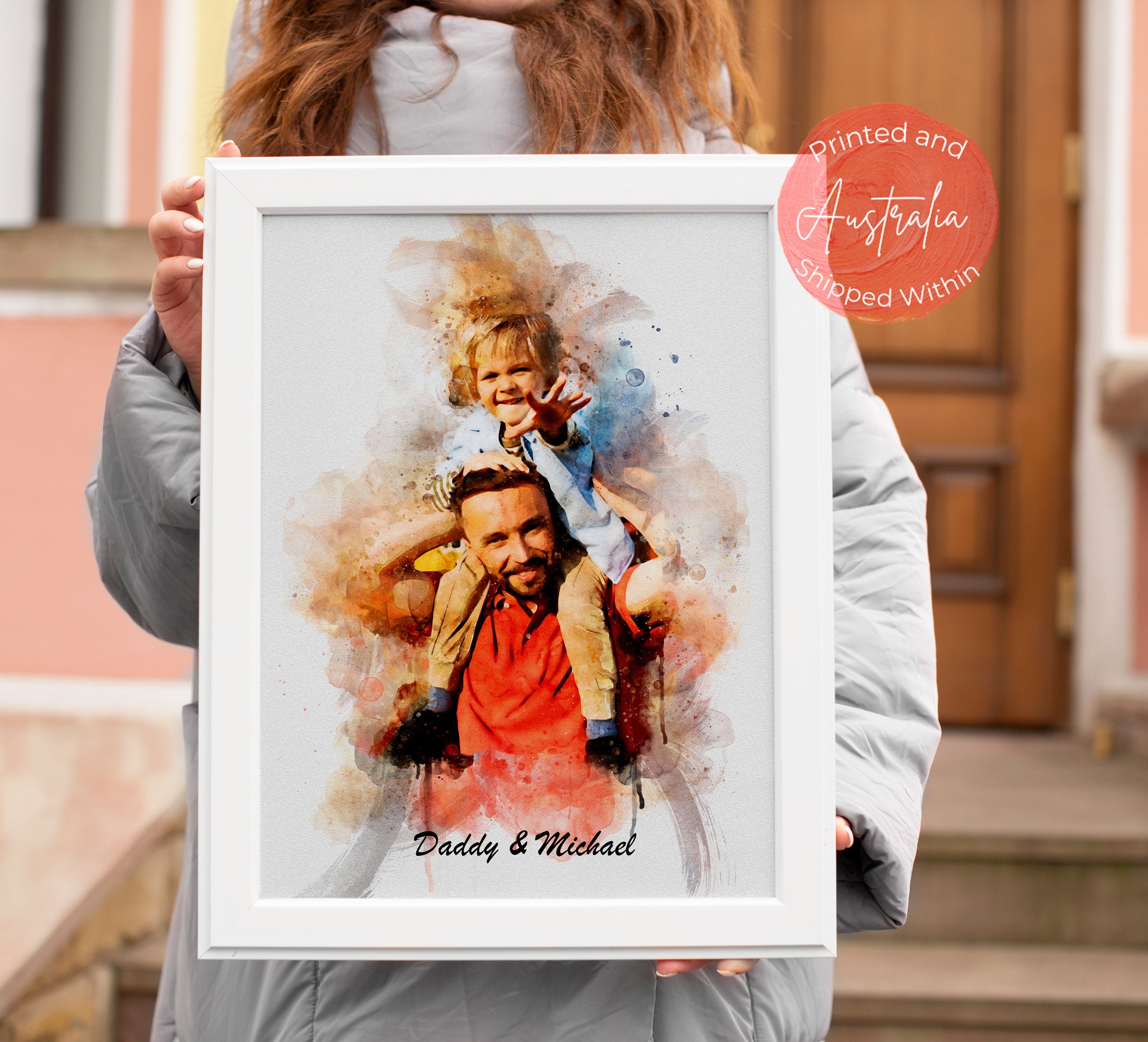 Fathers Day Watercolour Family Portrait, First Father's Day Gift From ...