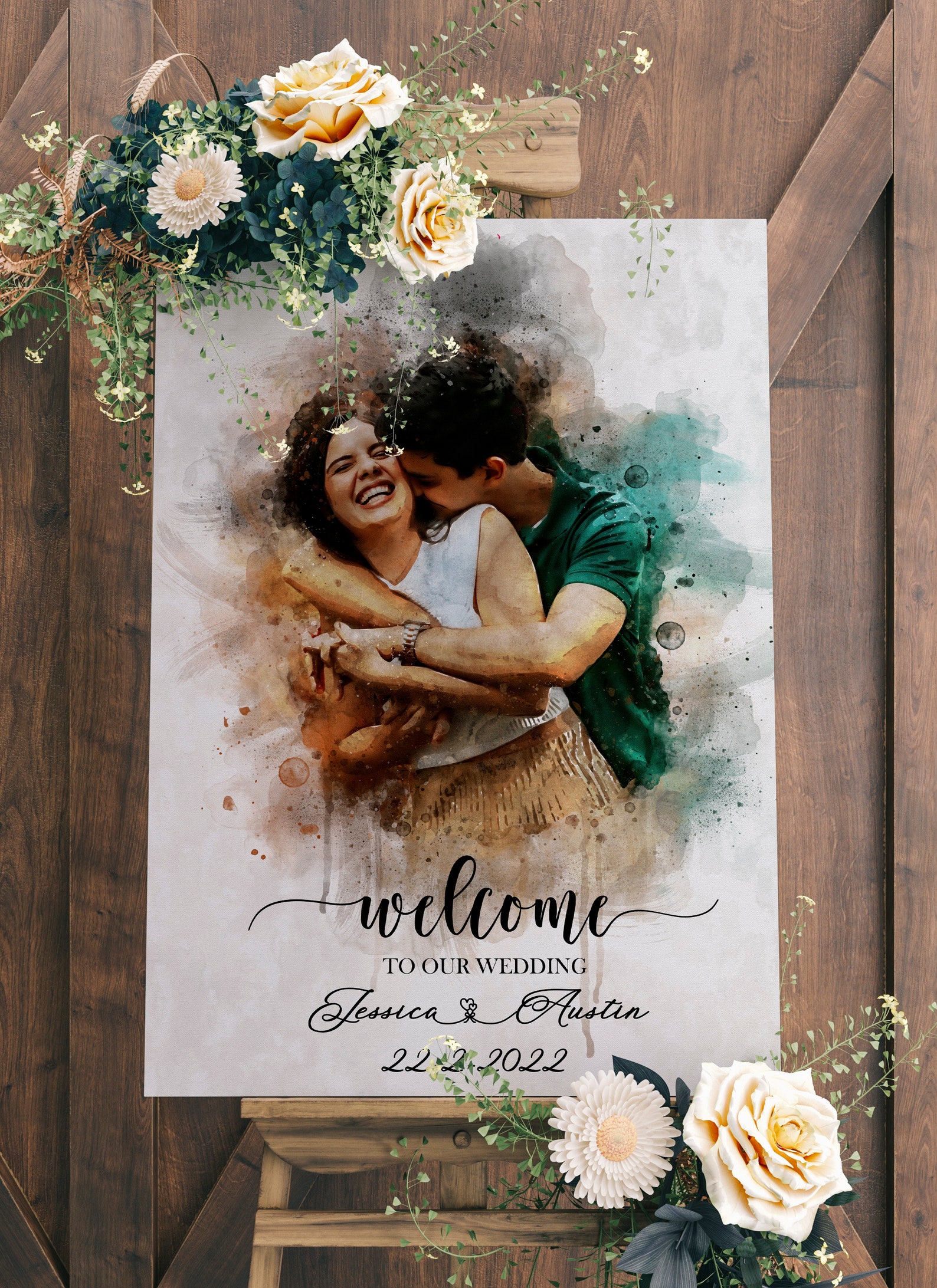 Wedding Welcome Sign Watercolour Wedding Decor From Couple - Etsy