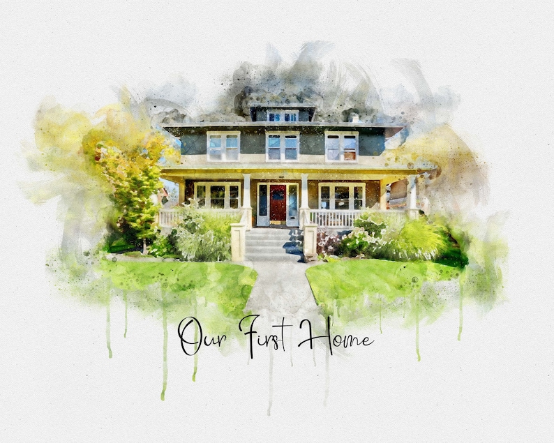 First Home Housewarming Gift Custom House Portrait Gift for - Etsy
