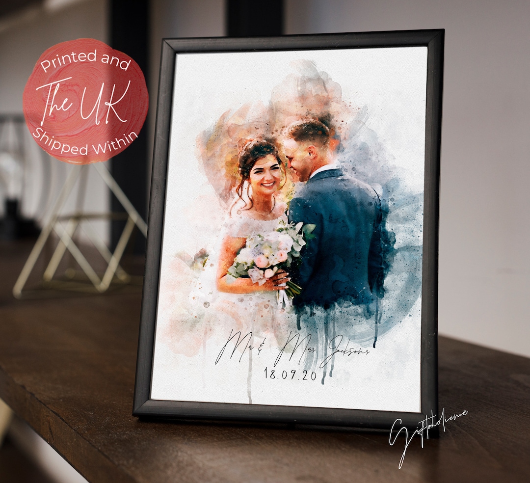 Personalised Painting From Photo, Watercolor Couple Portrait Art ...