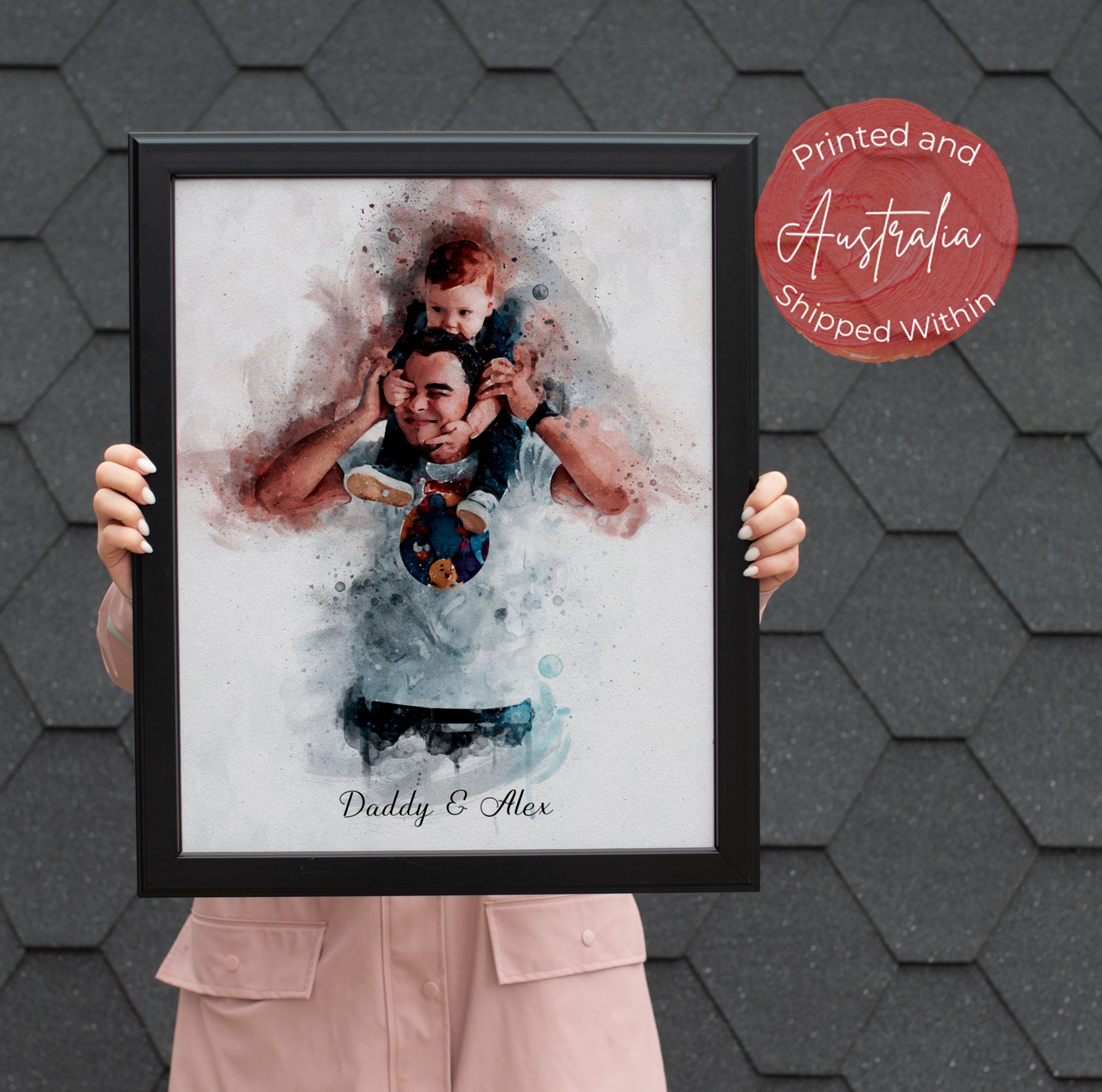 Fathers Day Watercolour Family Portrait, First Father's Day Gift From ...