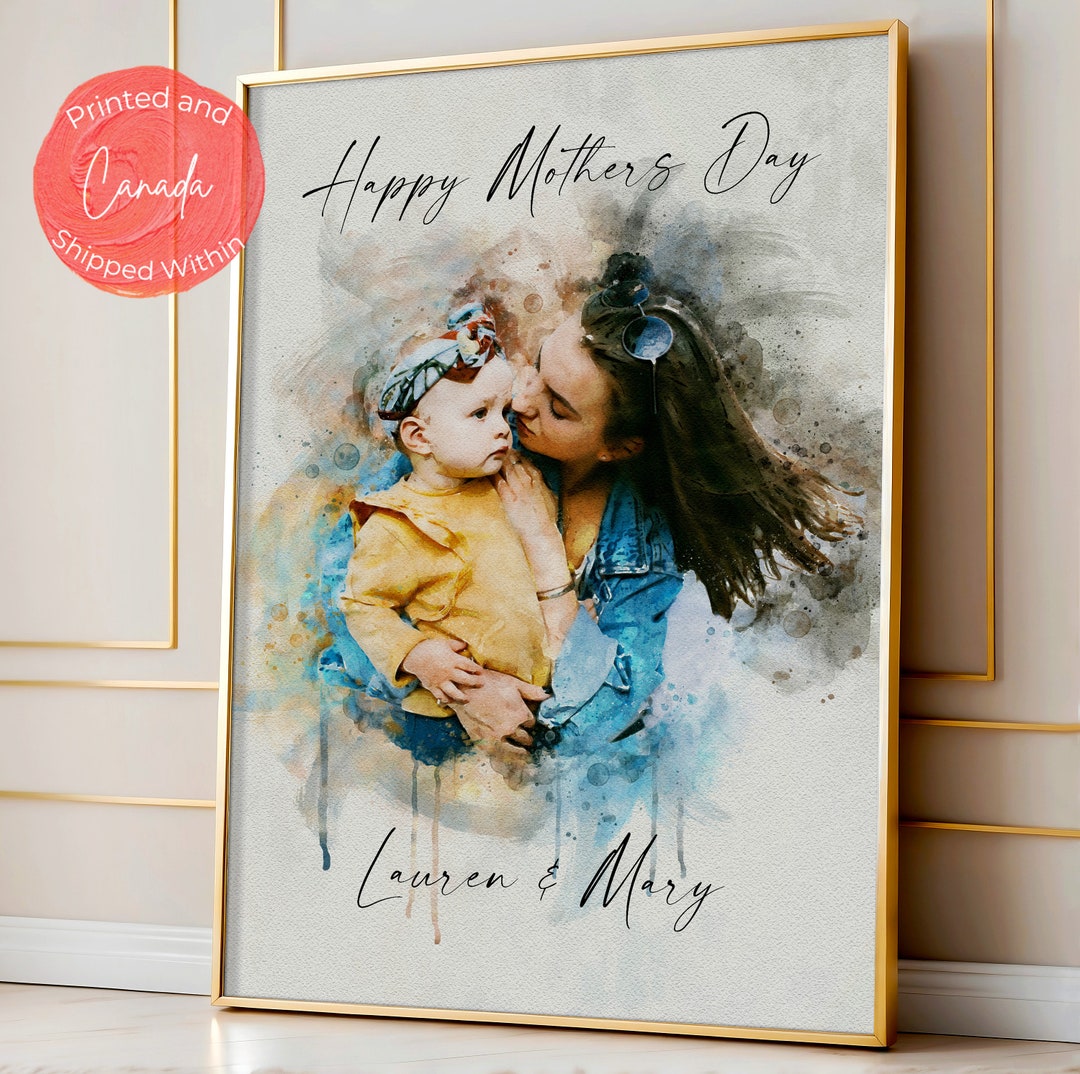 Watercolour Portrait Art for Mother Mom Mothers Day Gift, Digital ...