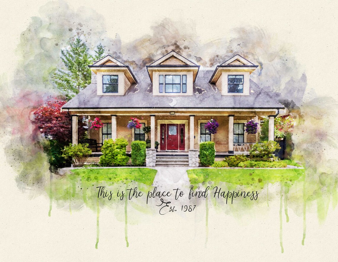 Custom House Portrait From Photo Watercolor House Painting - Etsy