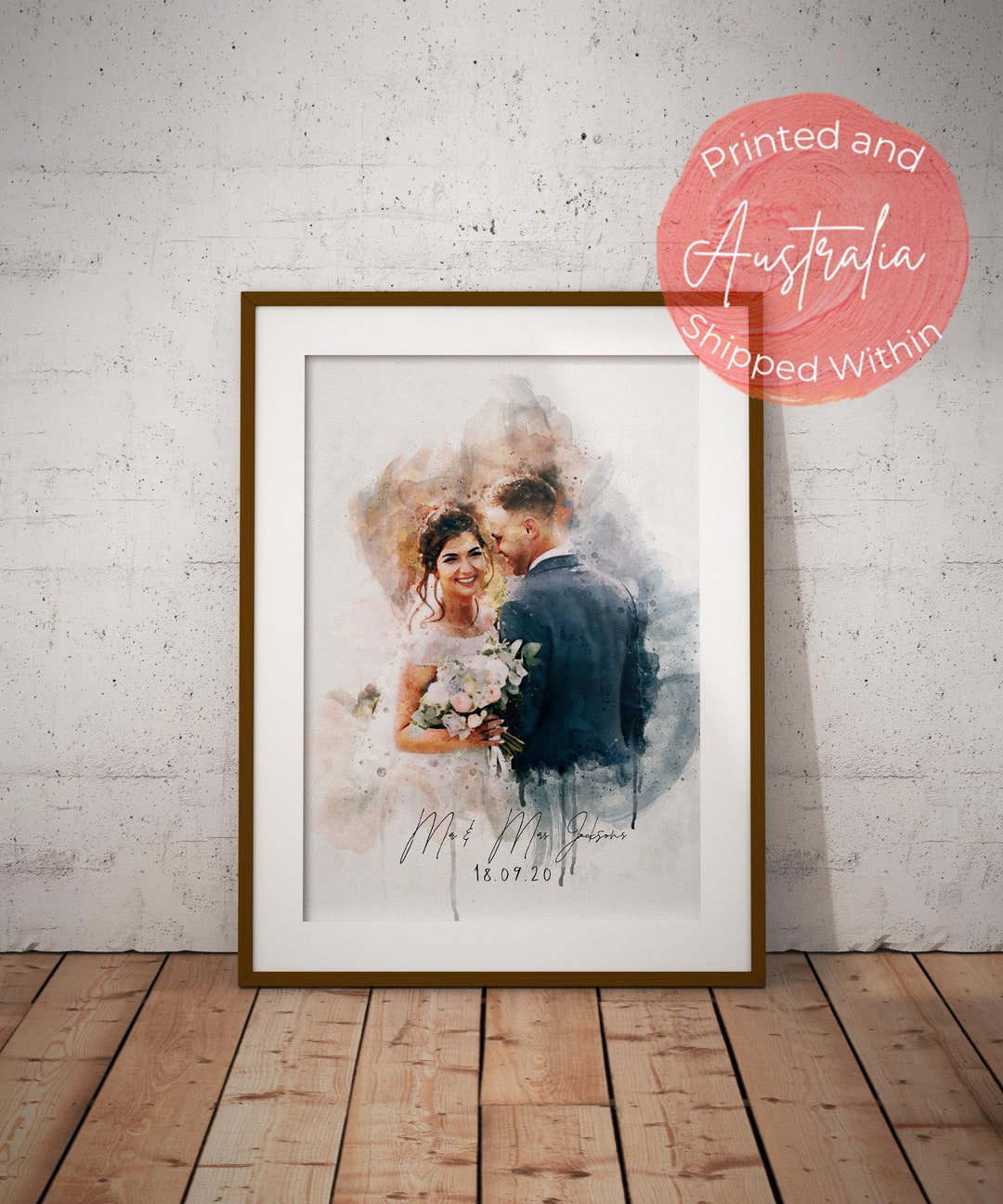 Personalised Watercolour Couple Painting, Wedding Anniversary Gift for ...