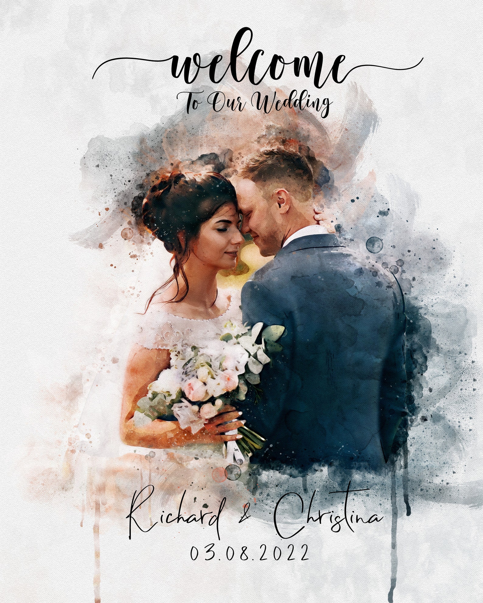 Wedding Welcome Sign Watercolour Wedding Decor From Couple - Etsy