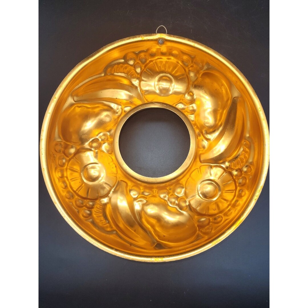 Vintage Copper Aluminum Hanging Round Jello Tin Mold Wall Bundt Fruit ...