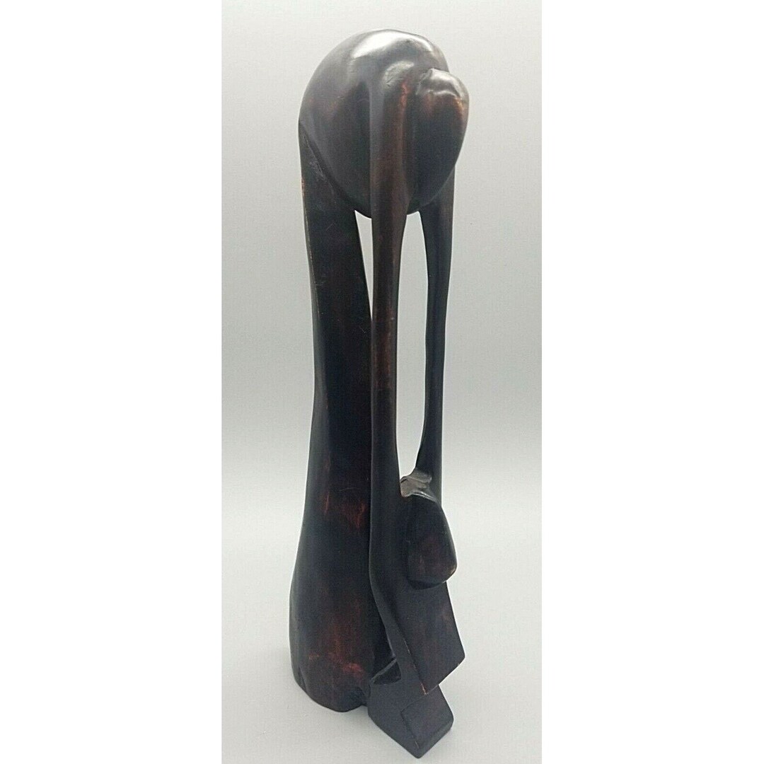 14 Inch Wood Carved Figure of Mother and Child Great Collector's Piece ...