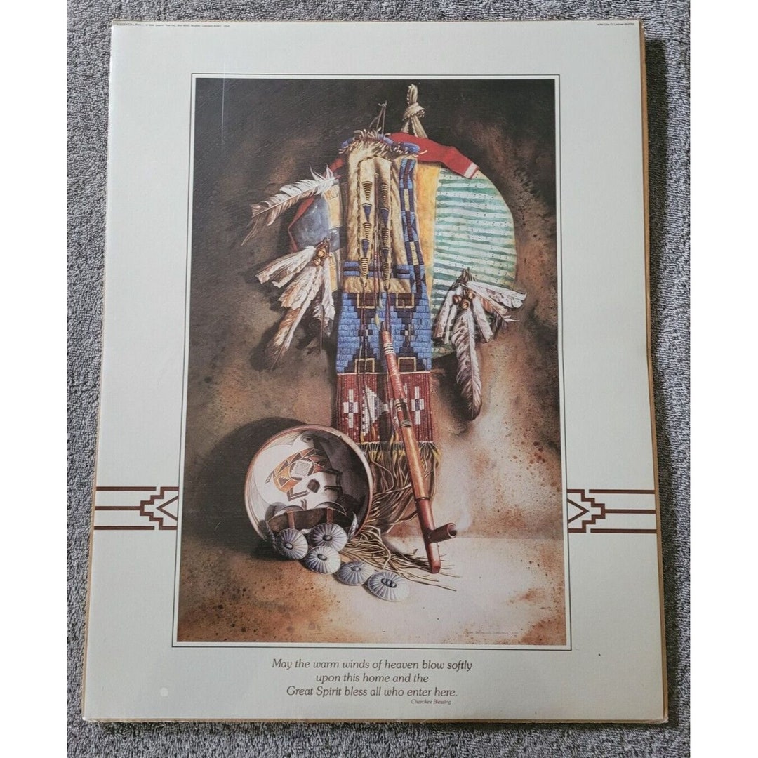 Native Amer Indian Poster Art Print 20x16 Leanin' Tree Sealed Cherokee ...