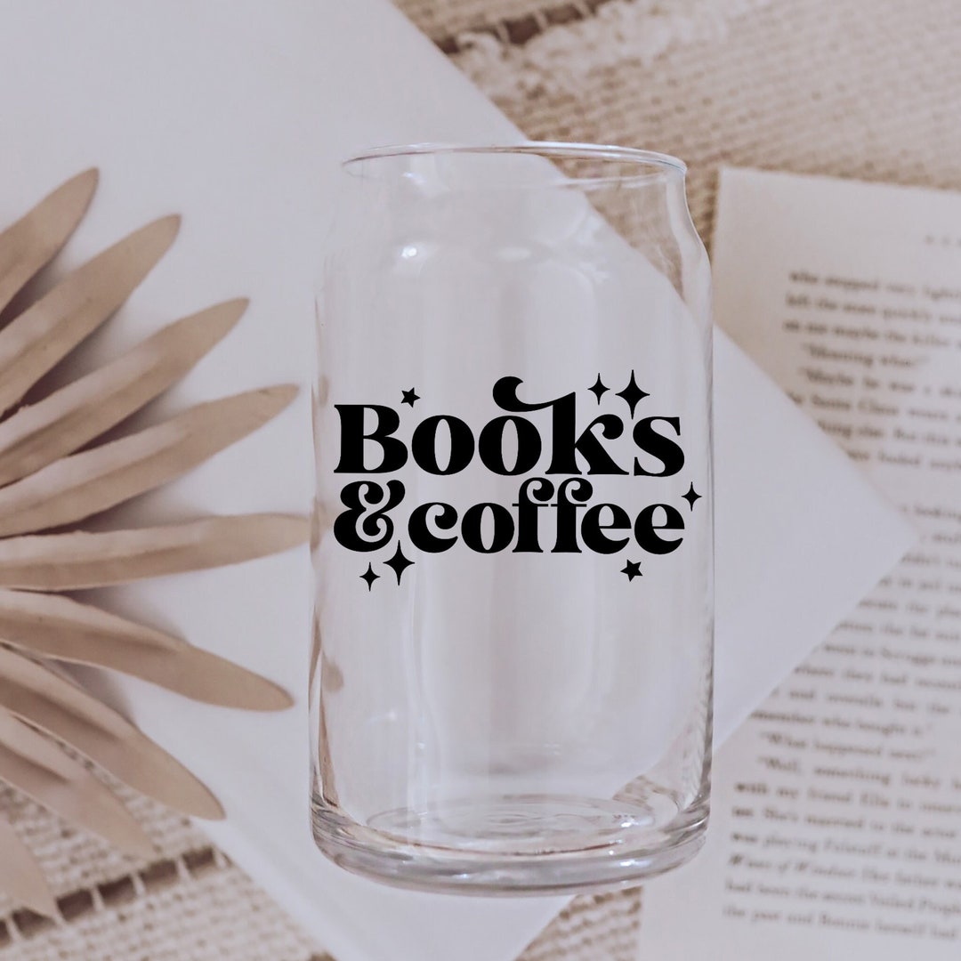 16 Oz Glass Can 16 Oz Glass Coffee Cup Iced Coffee Cup Book Lover Iced ...
