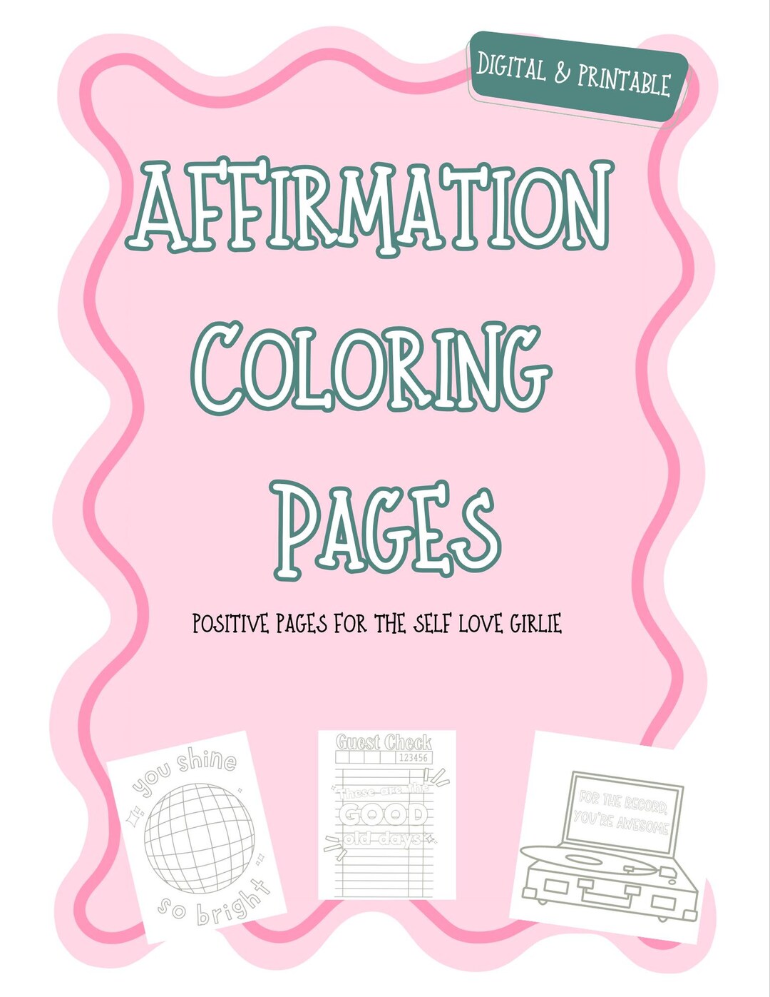 Self Love Affirmation Coloring Book Digital Coloring Book for ...
