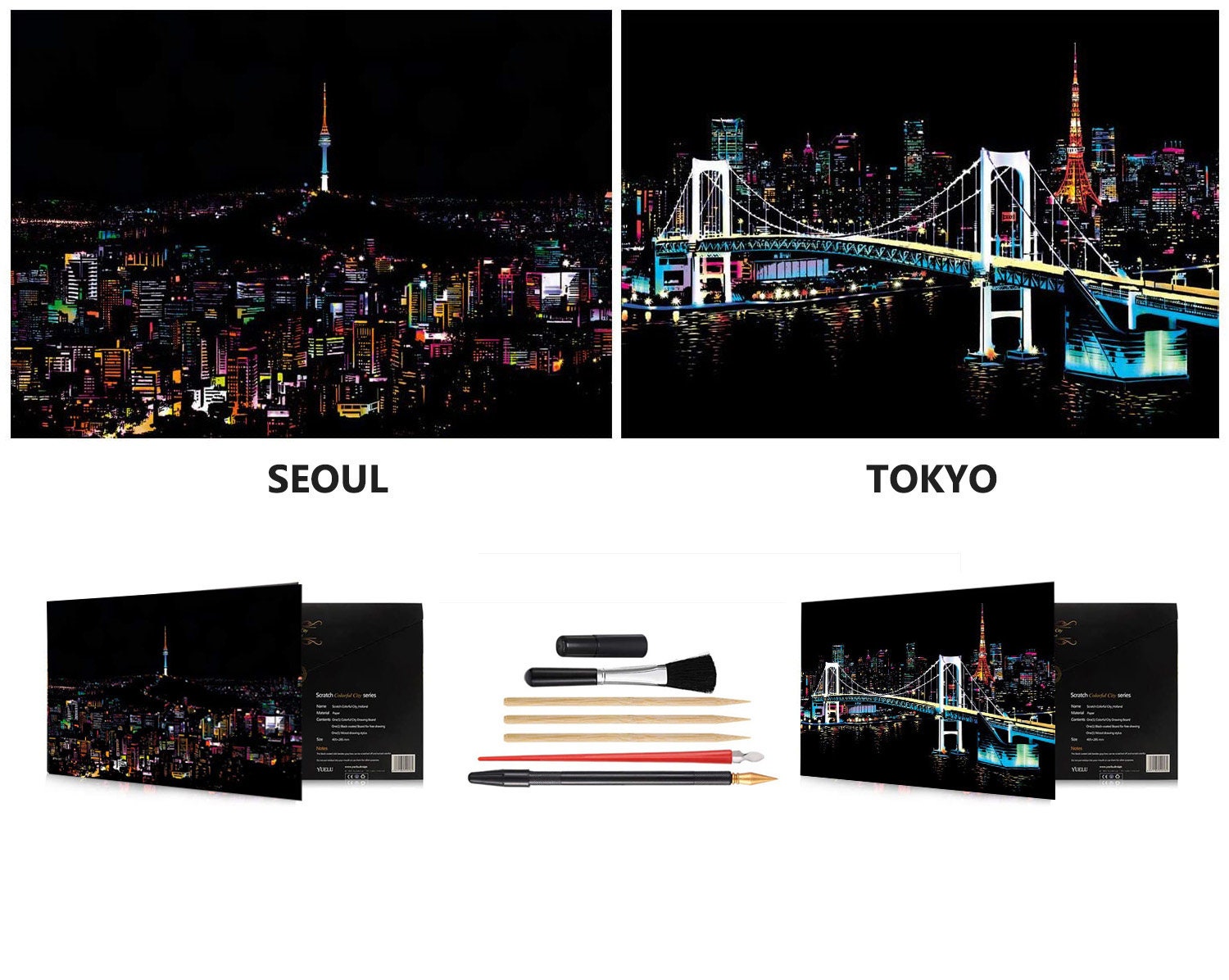 Scratch Painting Kits for Adults Rainbow Painting Art Paper, World ...