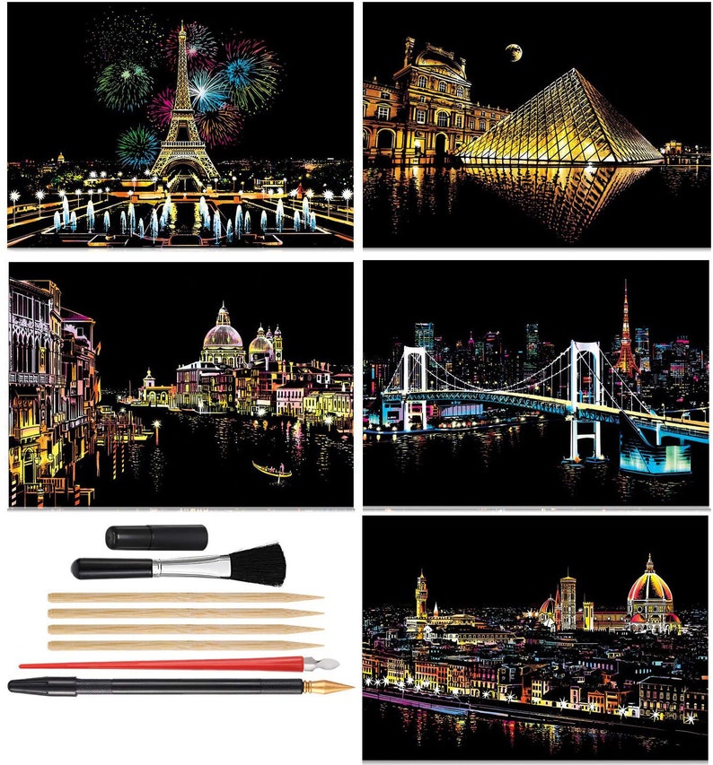 Scratch Art Paper Sketch Art for Kids and Adults, Rainbow Painting ...