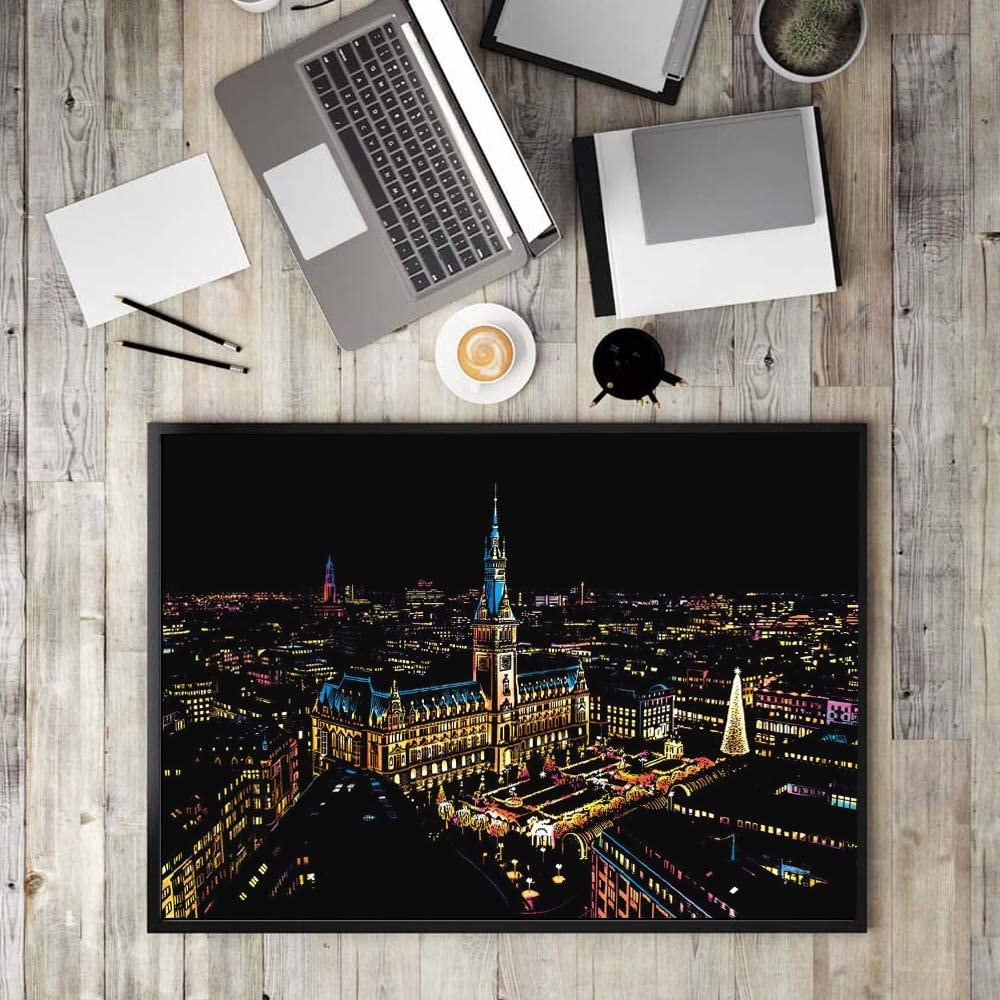 Scratch Sketch Paper Rainbow Painting Night View Art Craft, Gift for ...