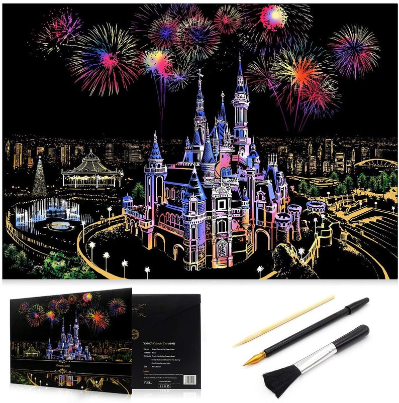 Scratch Painting Kits, Craft Art Set, Rainbow Art Painting Paper for ...