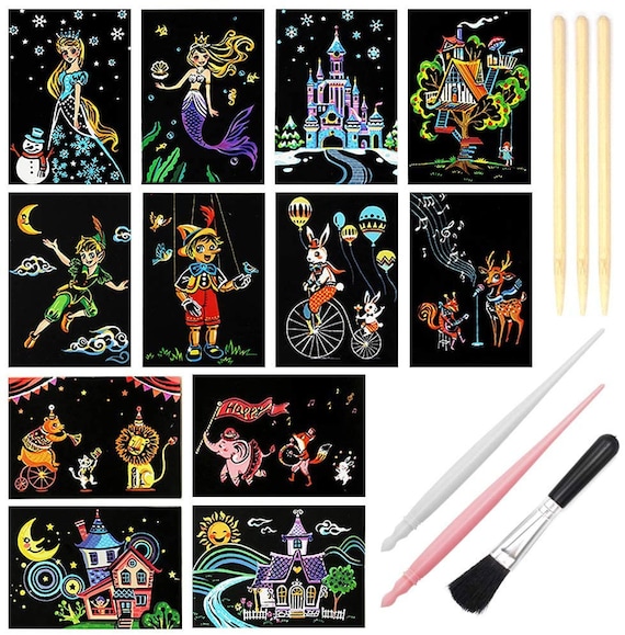 Scratch Post Card Creative Gift for Kids Craft Art Set 12 - Etsy
