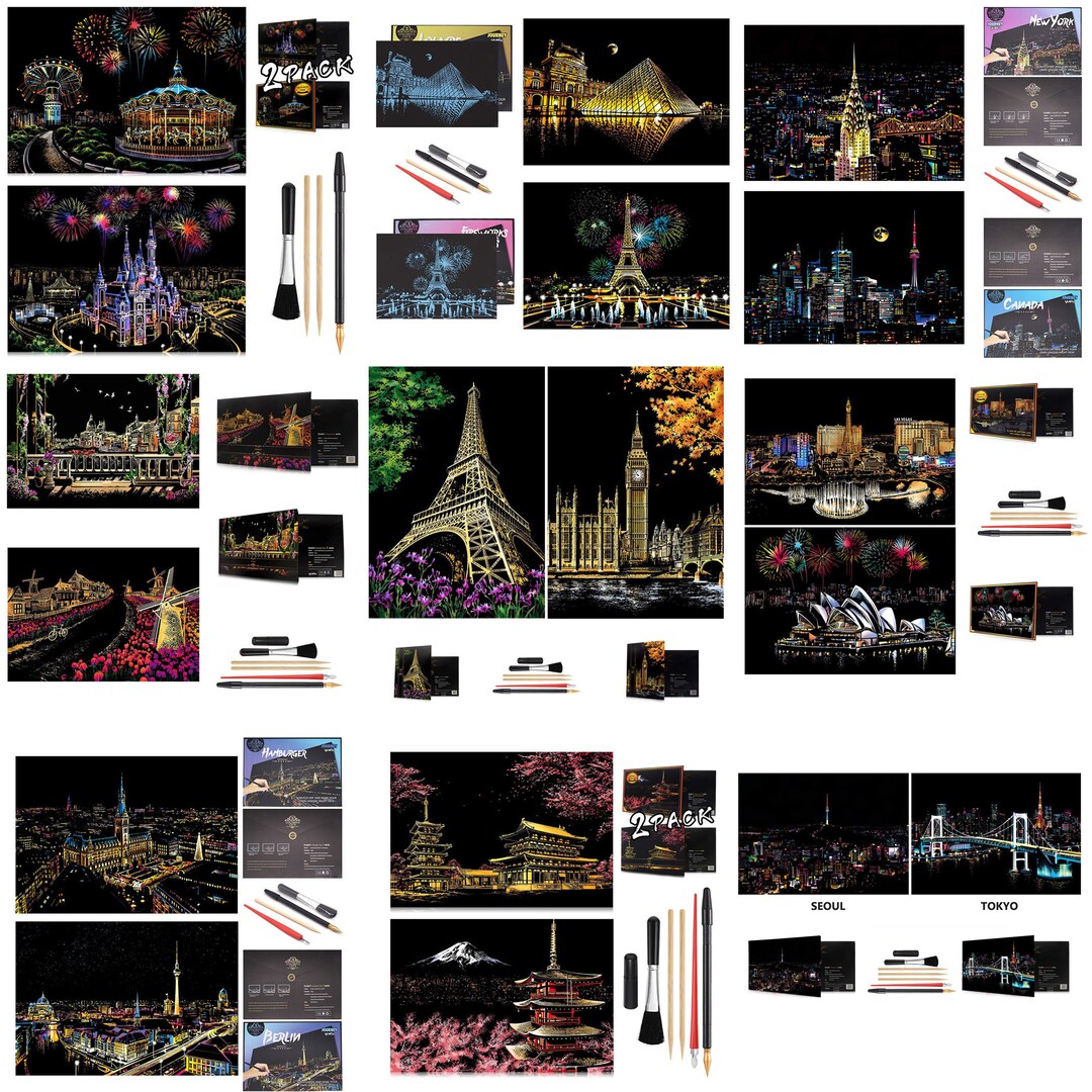 Scratch Painting Kits for Adults Rainbow Painting Art Paper, World ...