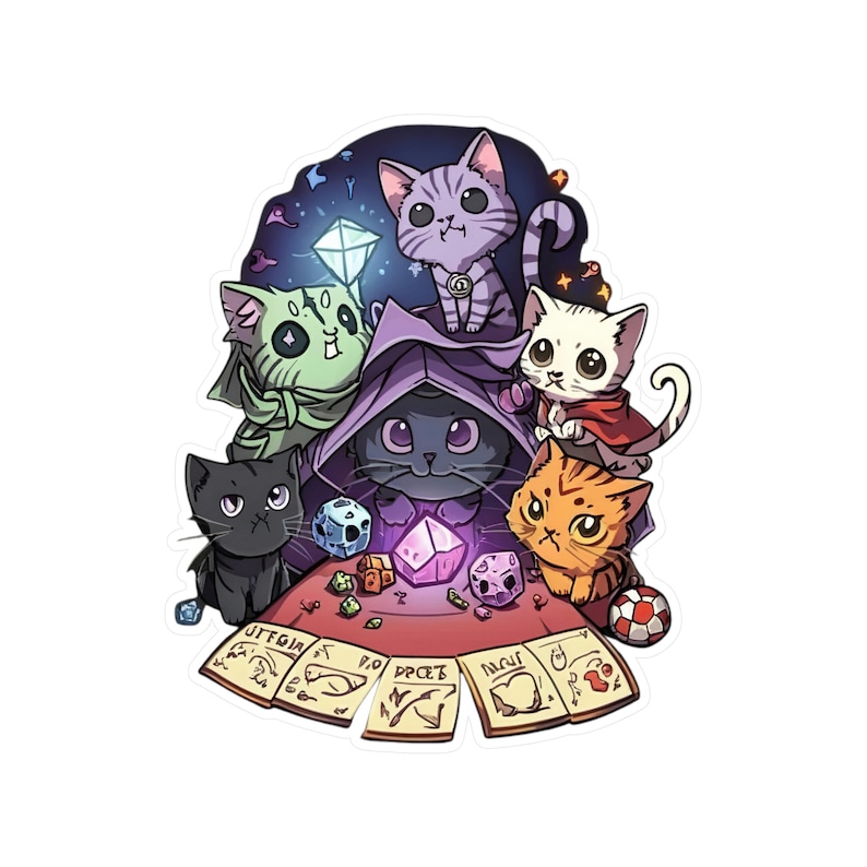 Chibi Cats Playing Dnd Sticker DM Sticker Dnd Sticker RPG - Etsy