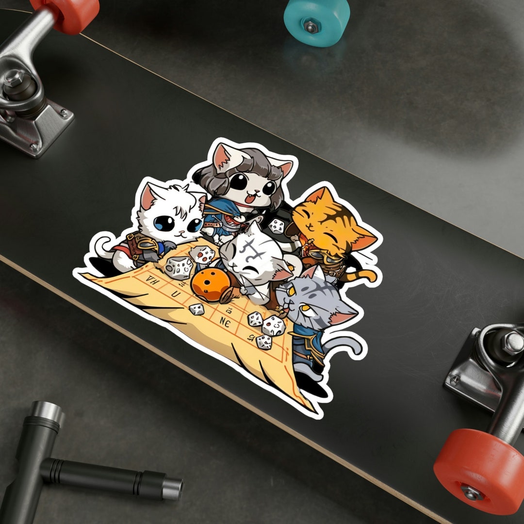 Chibi Cats Playing Dnd Sticker, DM Sticker, Dnd Sticker, RPG Sticker ...
