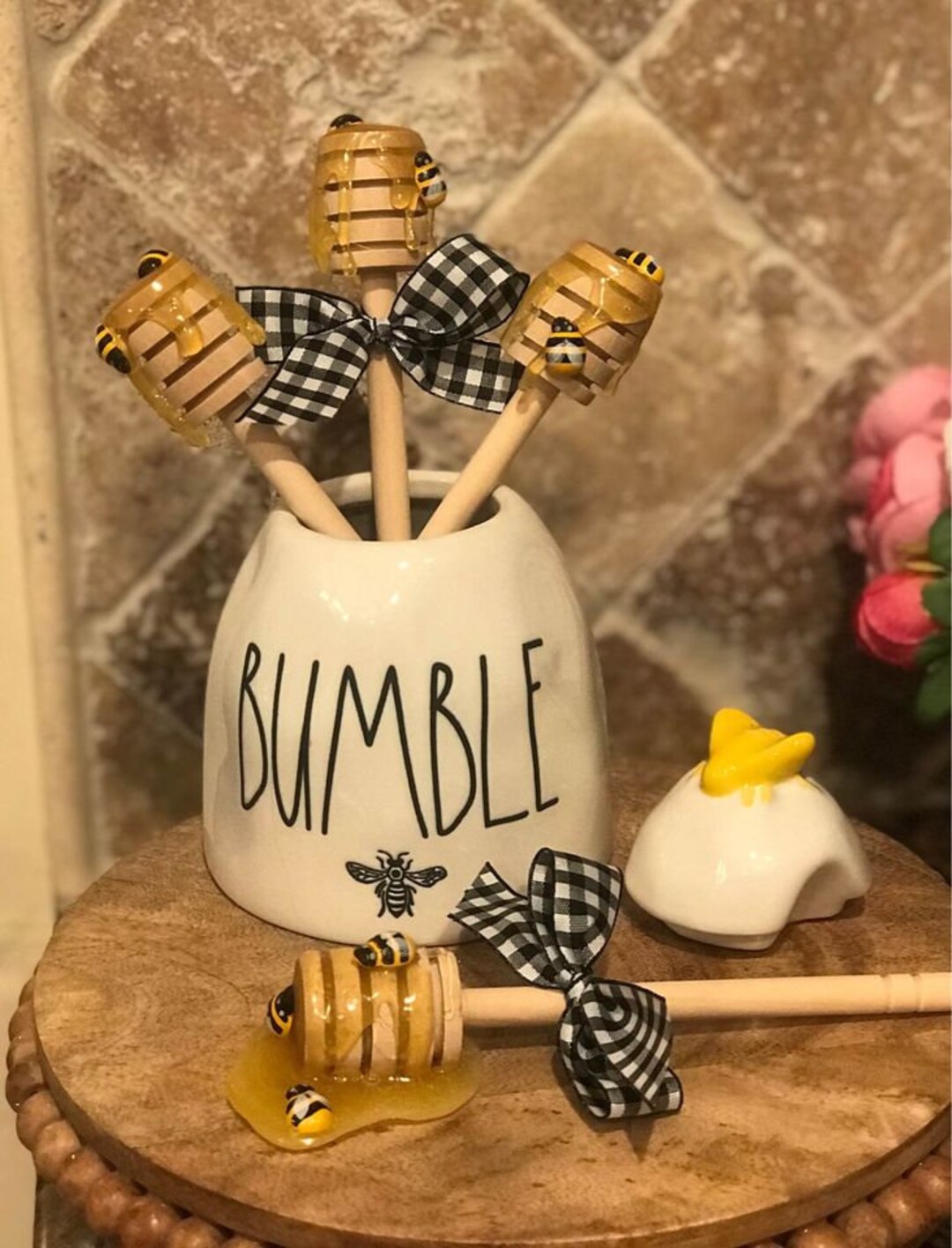 Set of 3 Rae Dunn Inspired Honey Dippers With Faux Dripping Honey and ...