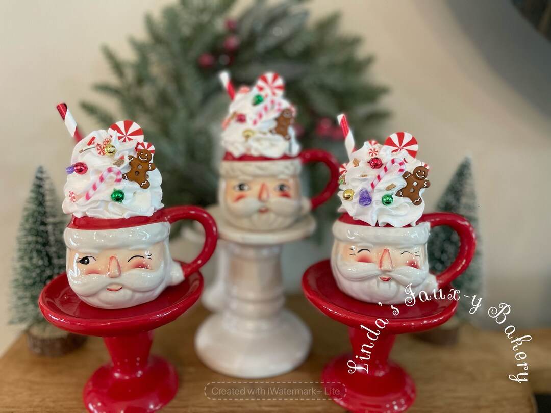 Christmas Ceramic Mini Mug Santa Collection Faux Peppermint Hot ...