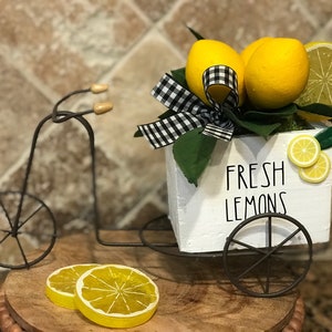 Faux Lemon Metal Bike Tier Tray Decor / Flower Arrangement / Lemonade ...