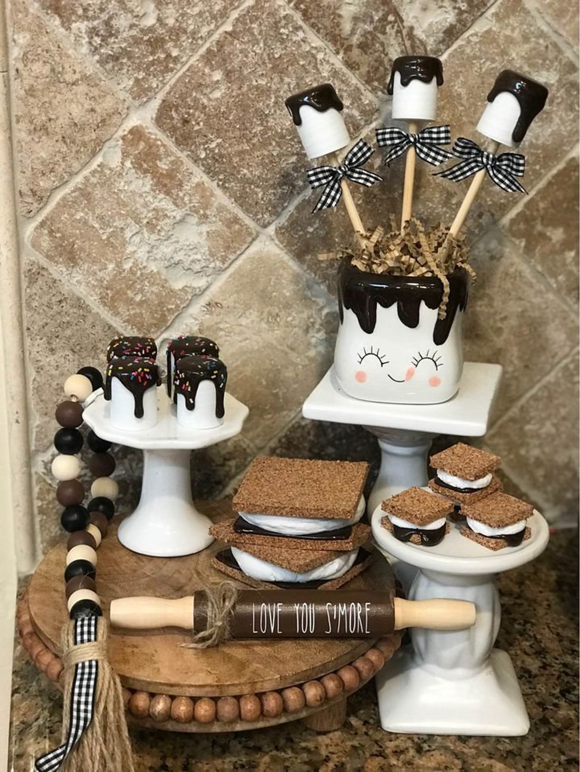 Faux Smores Sandwiches / tier tray decor/ Campfire / Photo | Etsy