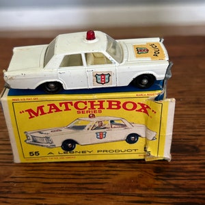 Two Vintage Matchbox Cars Matchbox 55 Police Car and Matchbox 29 Fire ...