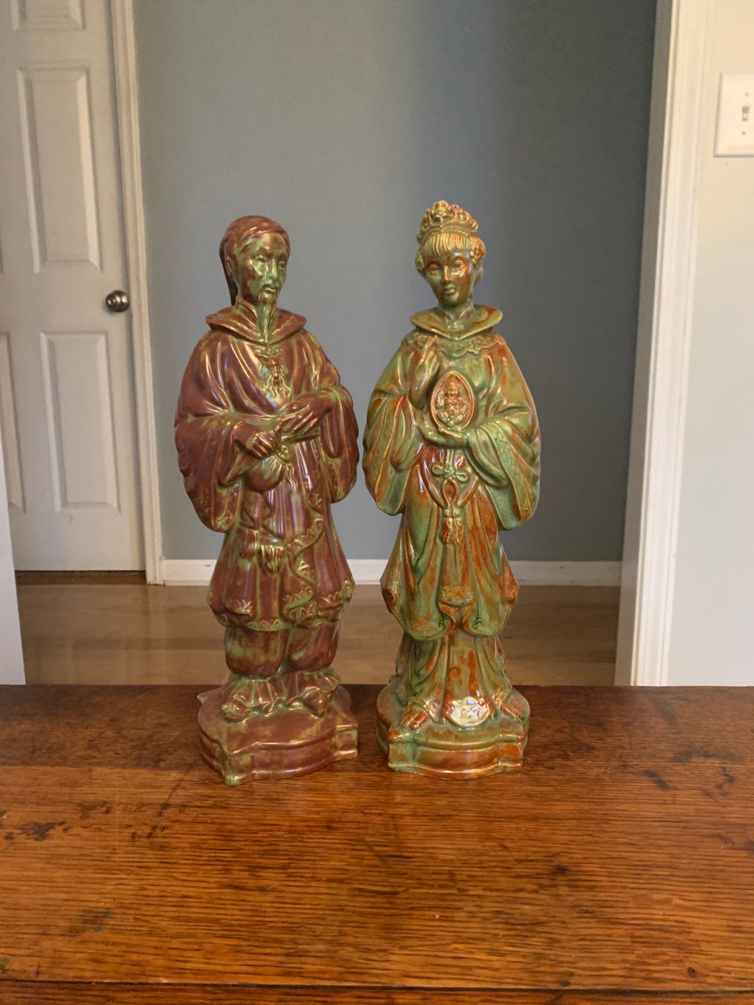 Asian / Oriental Emperor and Empress Ceramic Statues by Holland Mold - Etsy