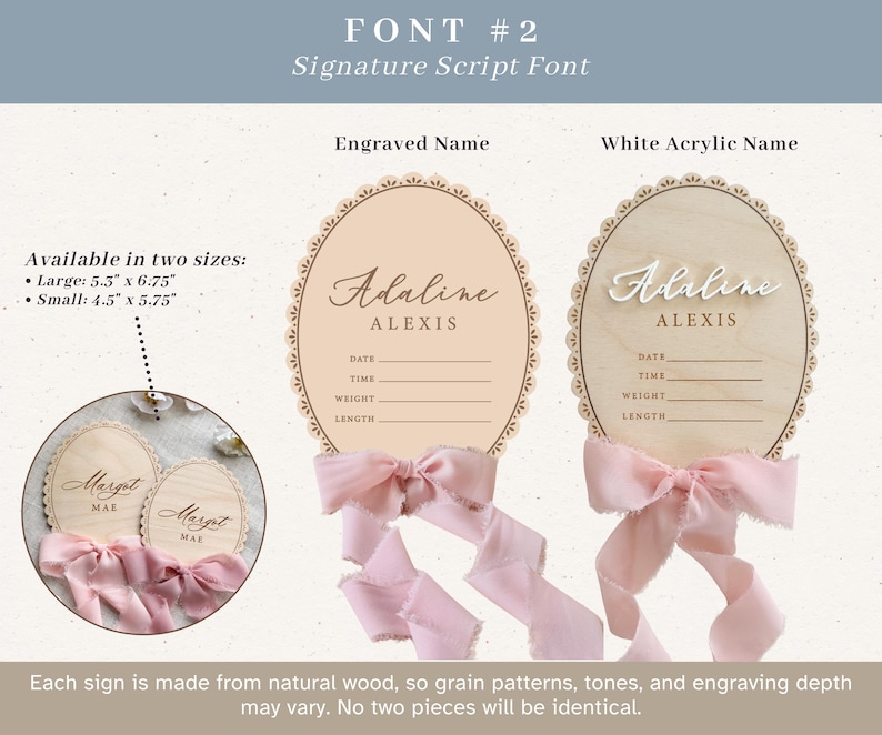 Personalized Birth Stat Name Sign With Ribbon Bow, Newborn Hospital ...