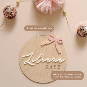 Ribbon Bow Name Sign | Personalized Hospital Birth Announcement | Baby ...
