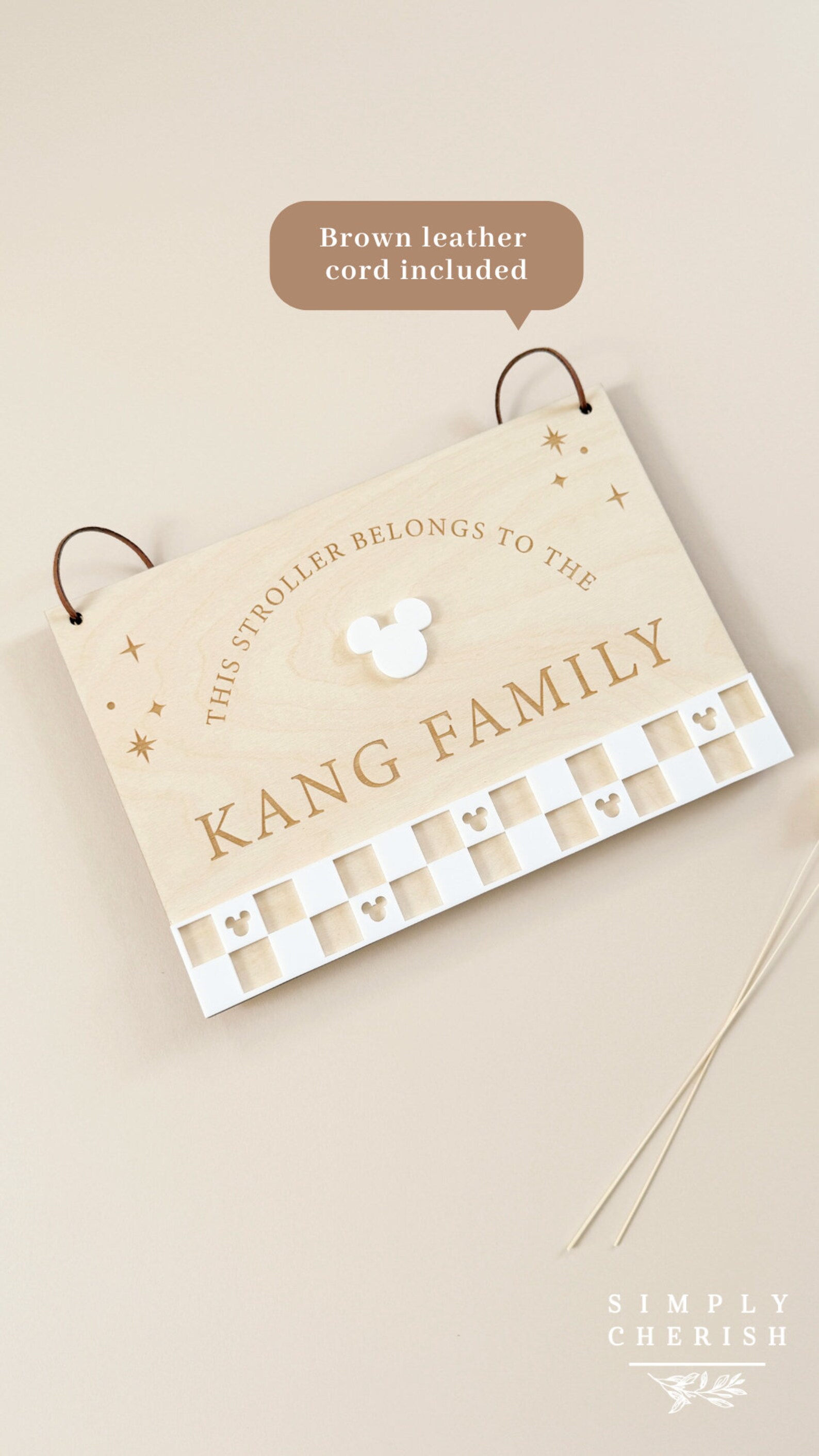 Personalized Stroller Sign for Theme Parks, Rectangular or Ears Shape ...